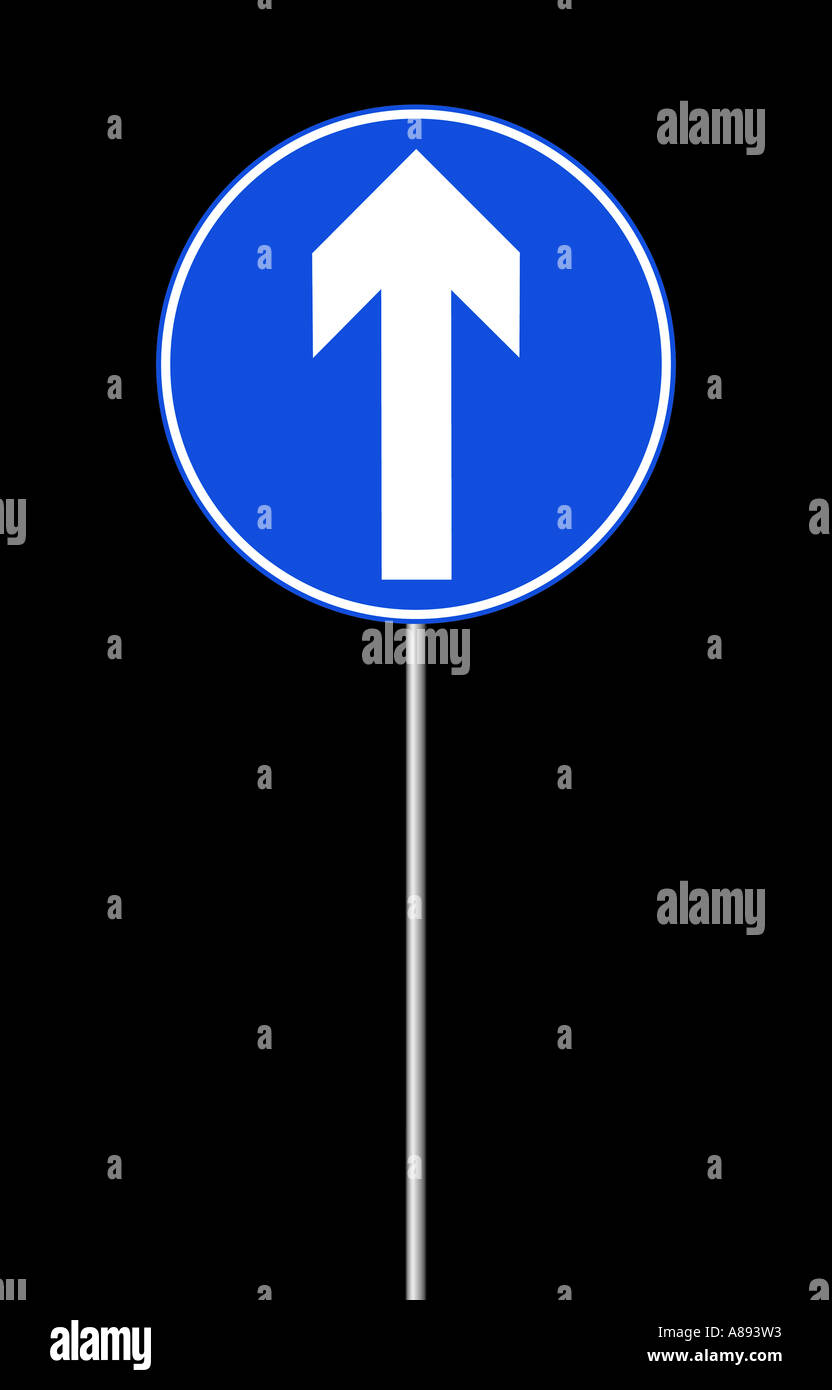 One Way Road sign on black background Stock Photo - Alamy