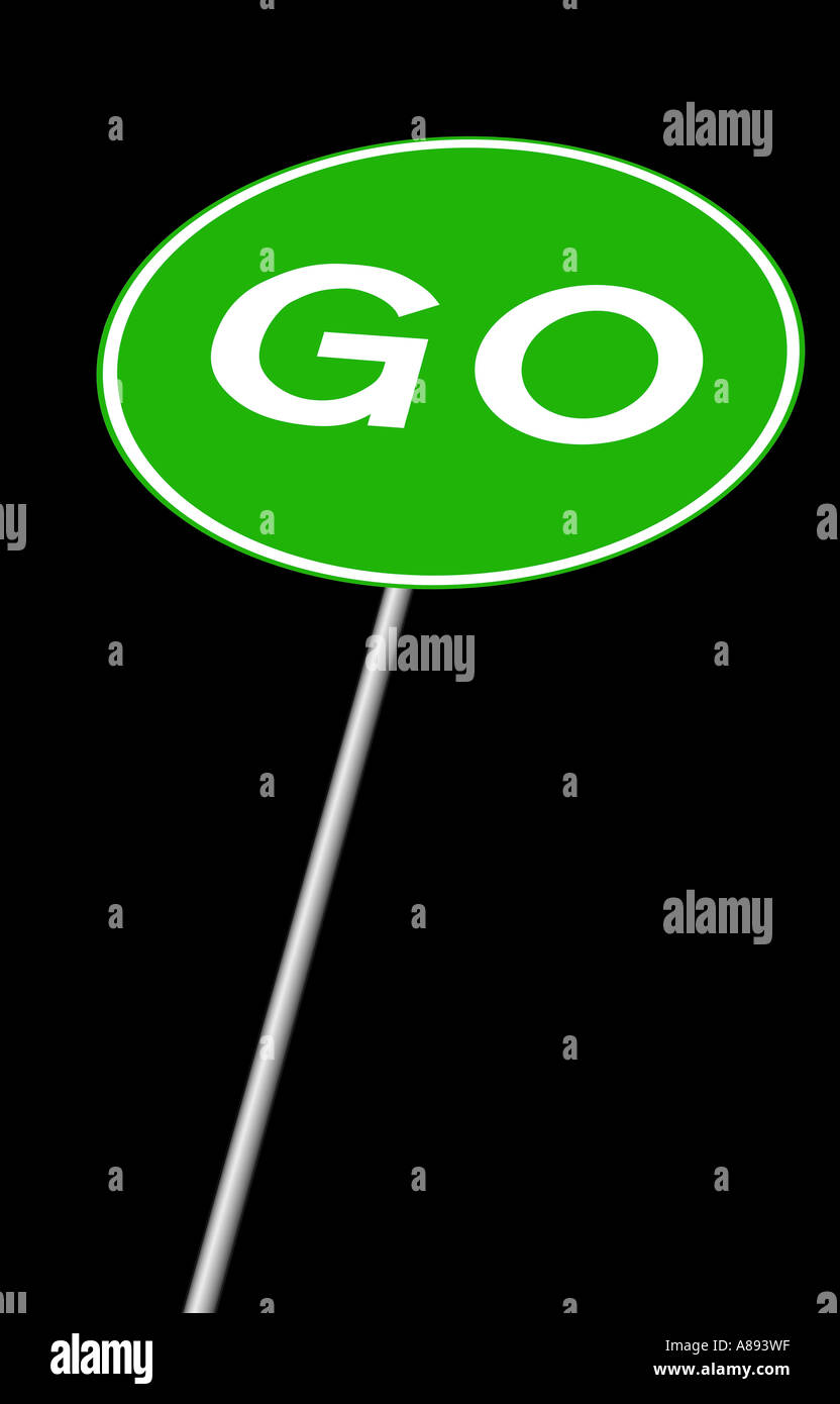 Go Road sign on black background Stock Photo - Alamy