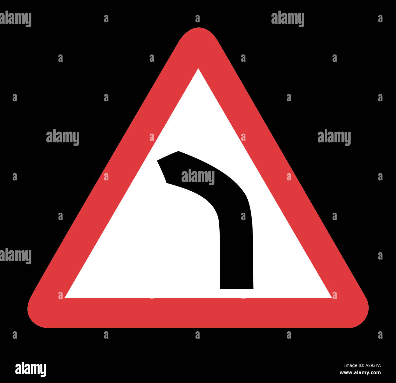 Left hand bend road sign hi-res stock photography and images - Alamy
