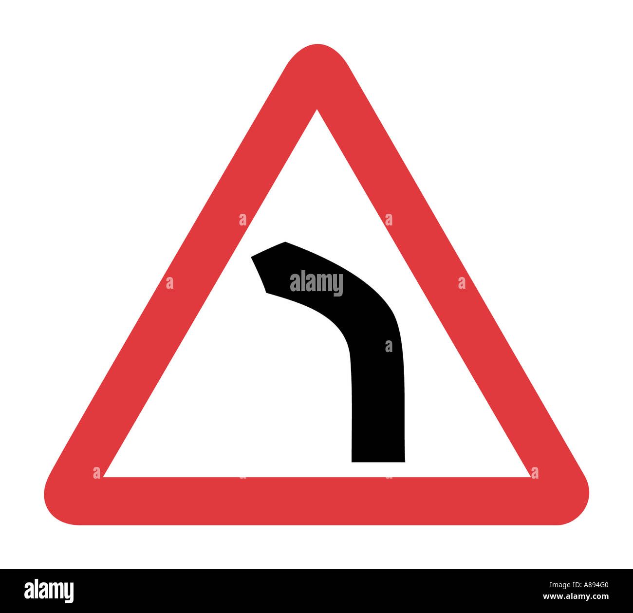Left Hand Bend Road sign on white background Stock Photo - Alamy