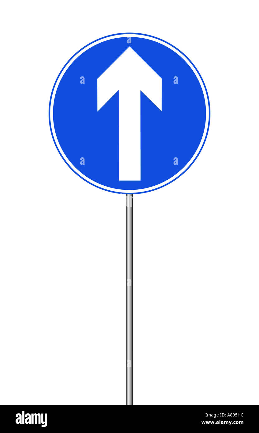 One way road sign on white background Stock Photo - Alamy