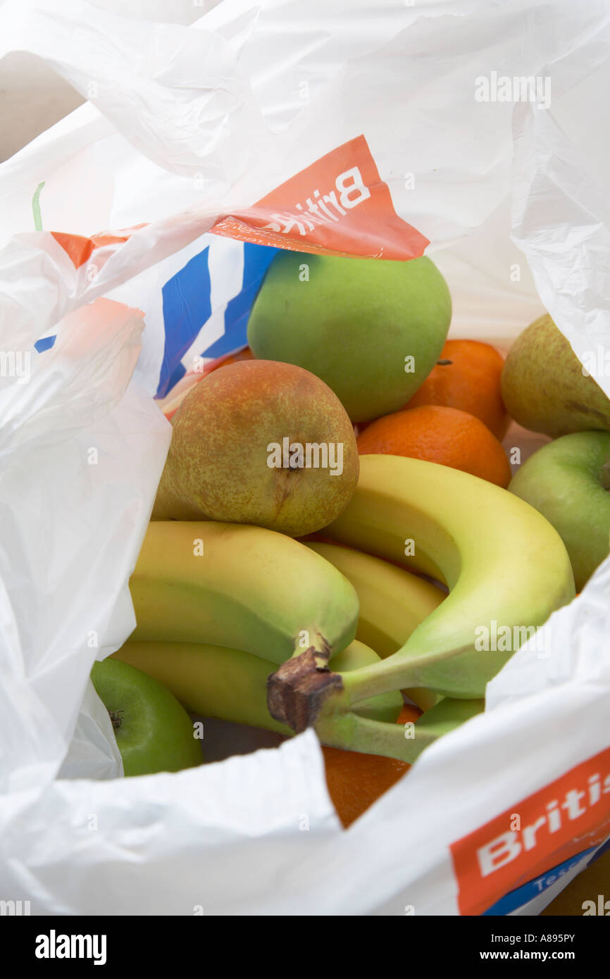 Fruit in a supermarket plastic bag Stock Photo - Alamy