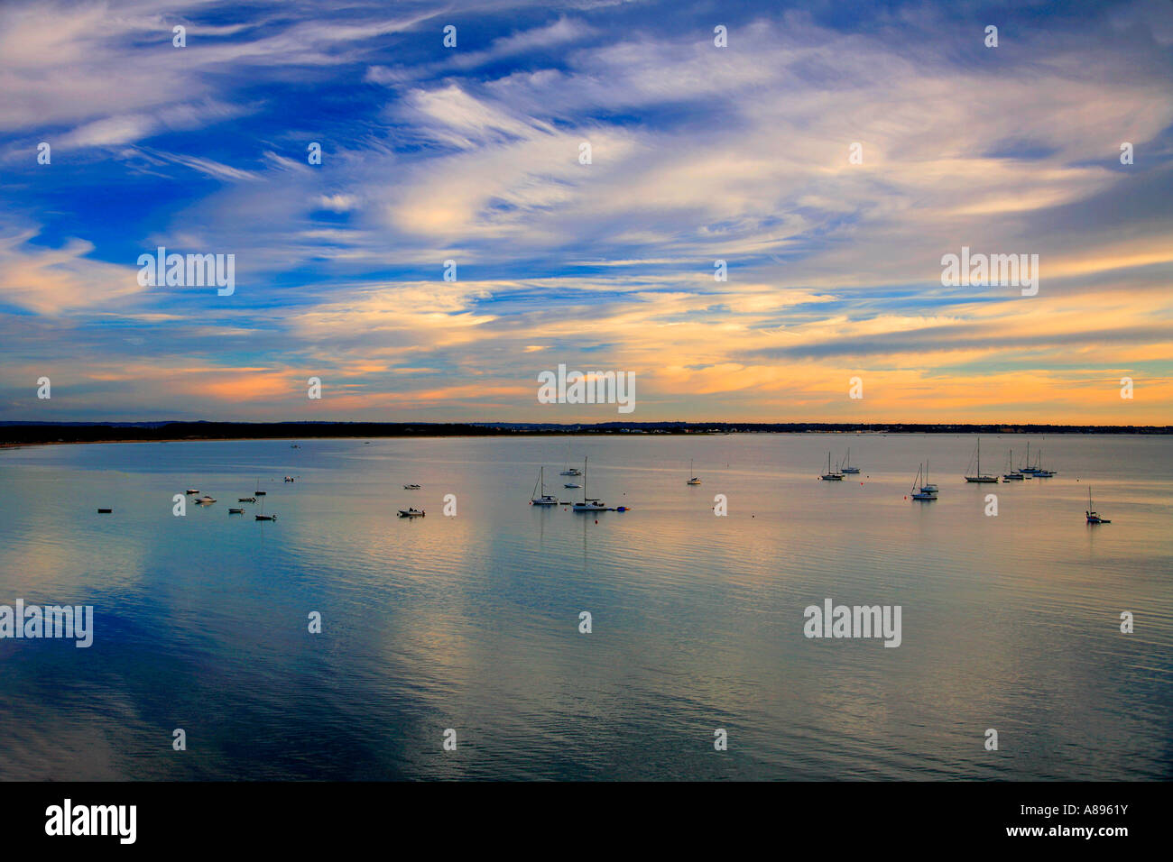 Dawn over Poole Bay Jurassic coastline Dorset England Britain UK Stock ...
