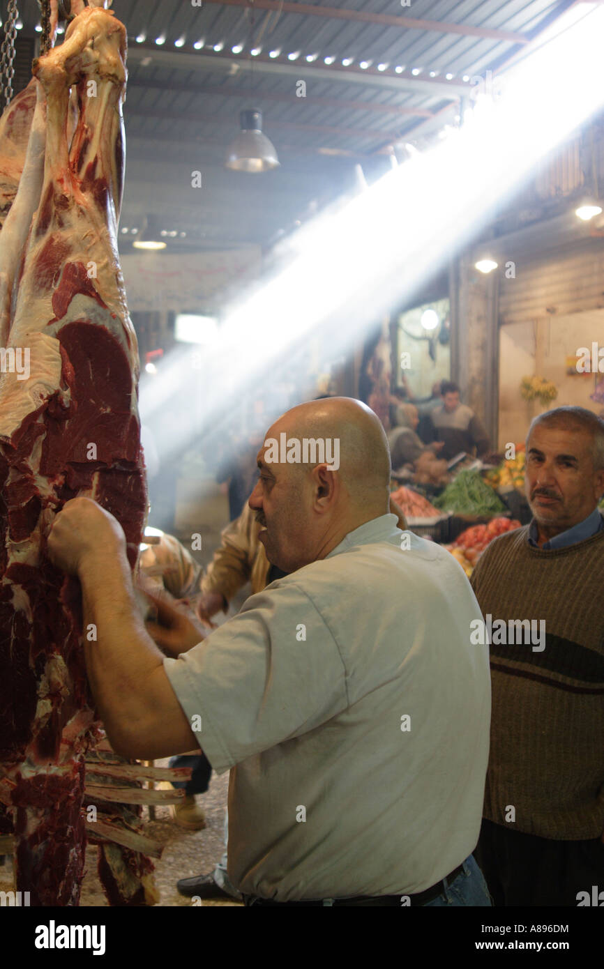 Arab butcher in the souq market in Tyre Lebanon Stock Photo - Alamy