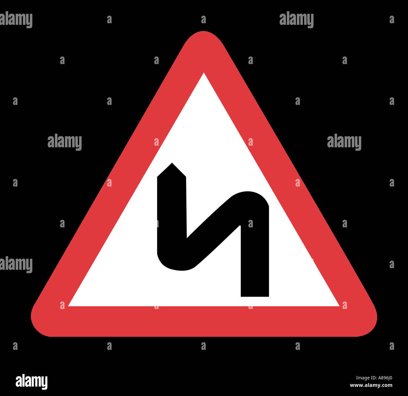 S Bend Road sign on black background Stock Photo - Alamy