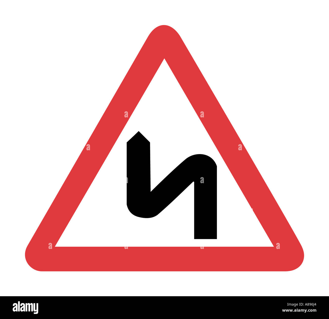 S Bend Road sign on white background Stock Photo - Alamy