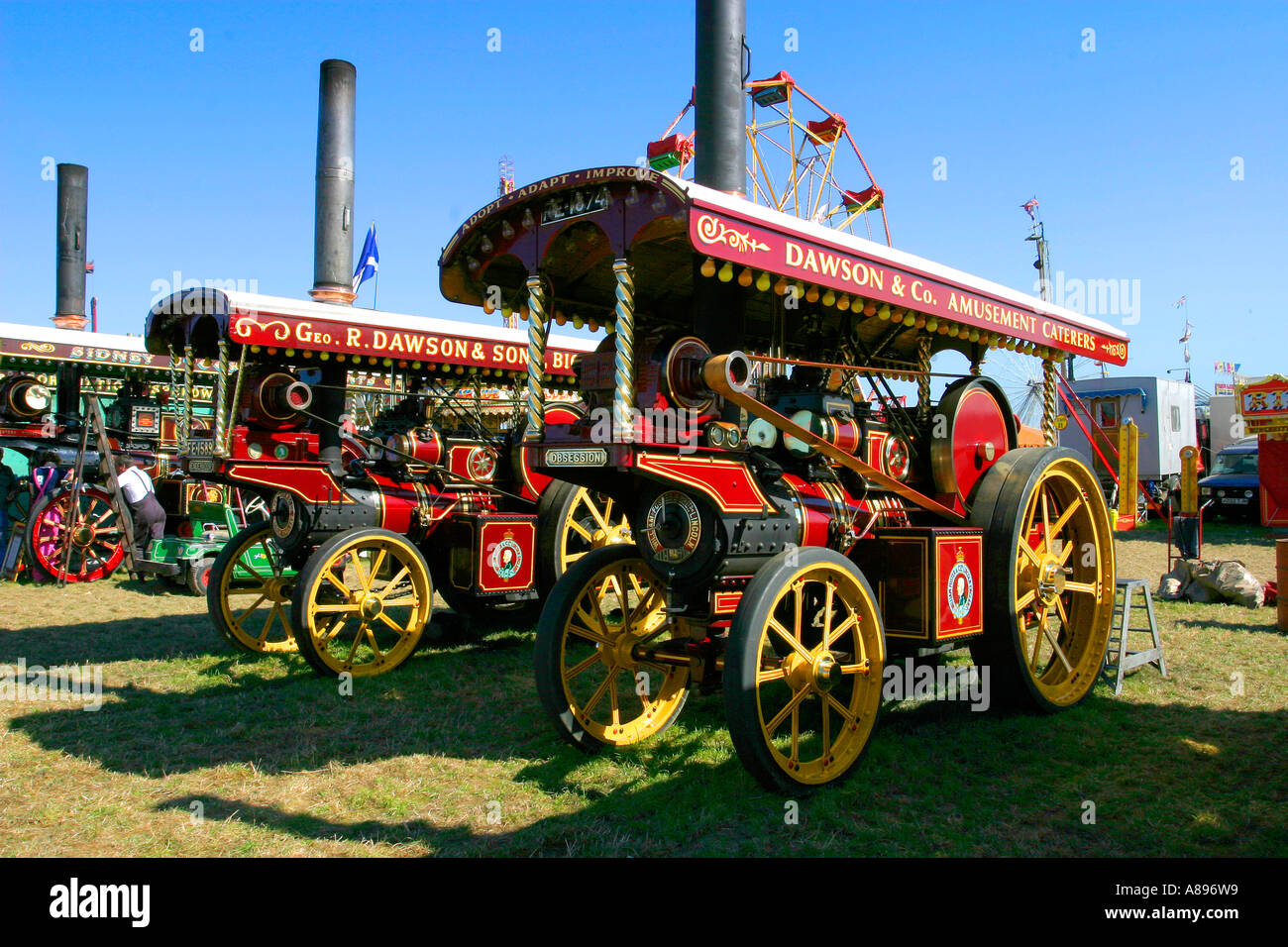 Dorset Steam Fair with traction engine and the funfair in the ...