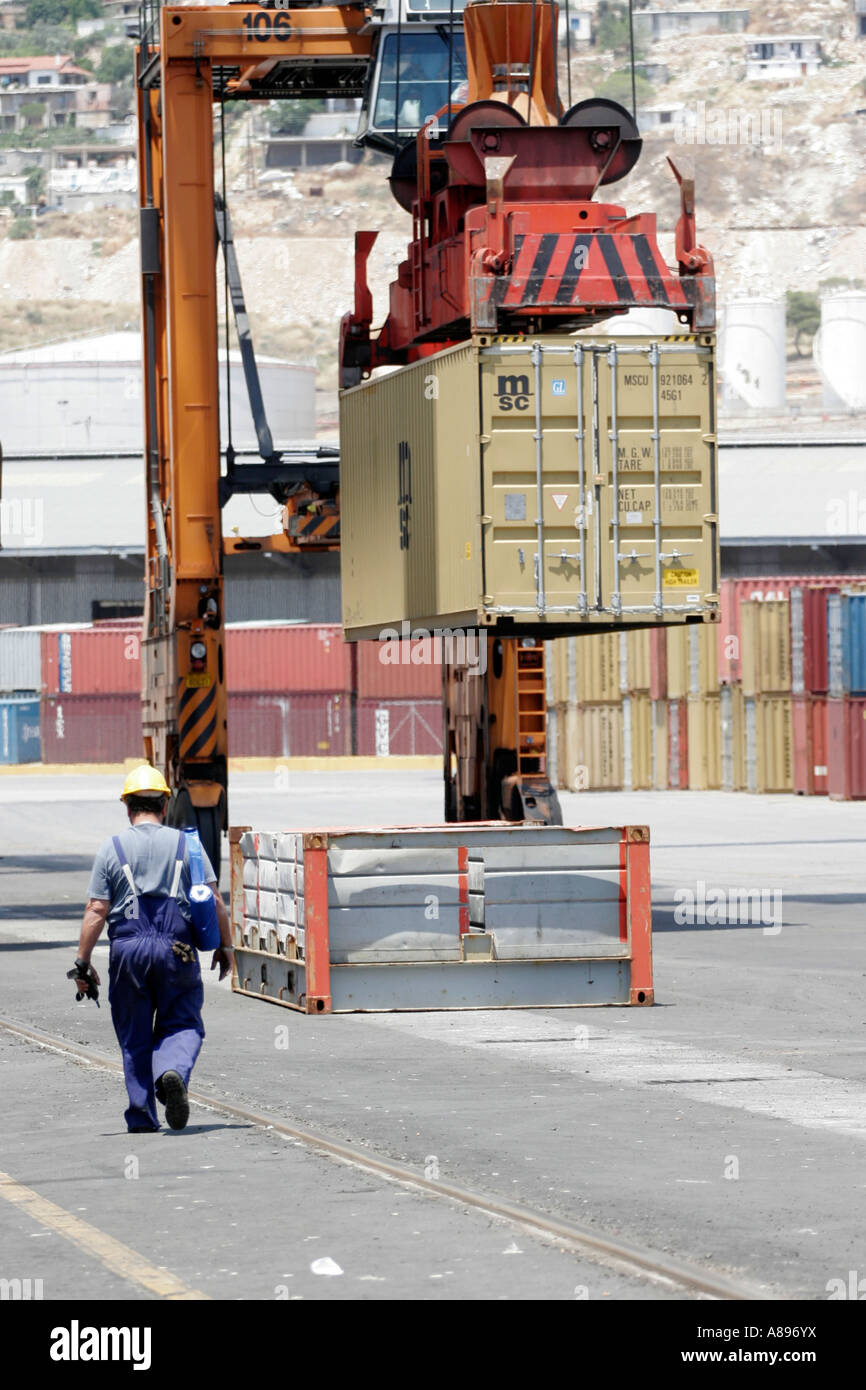 docker man in Peraeus harbour in Athens Greece Stock Photo - Alamy