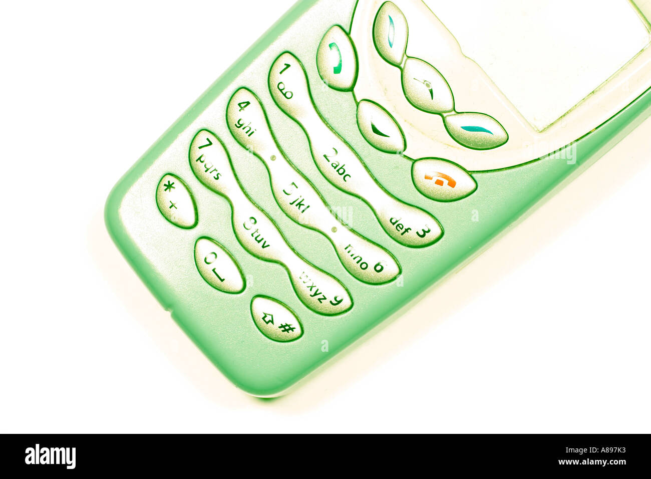 Pale green diagonal image of mobile phone Stock Photo - Alamy