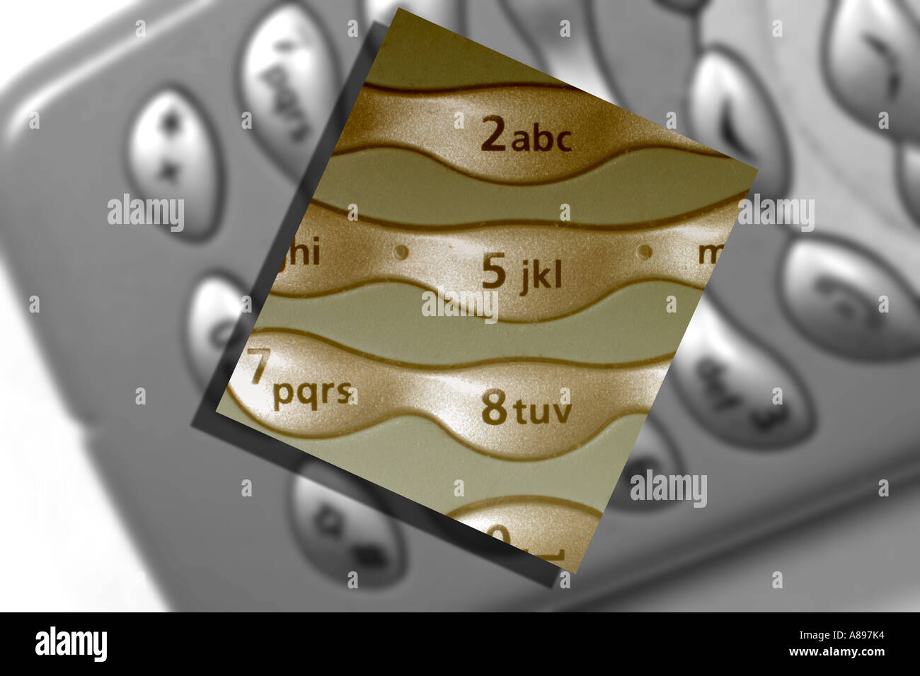 Close up of key pad on mobile telephone with colour inset Stock Photo ...