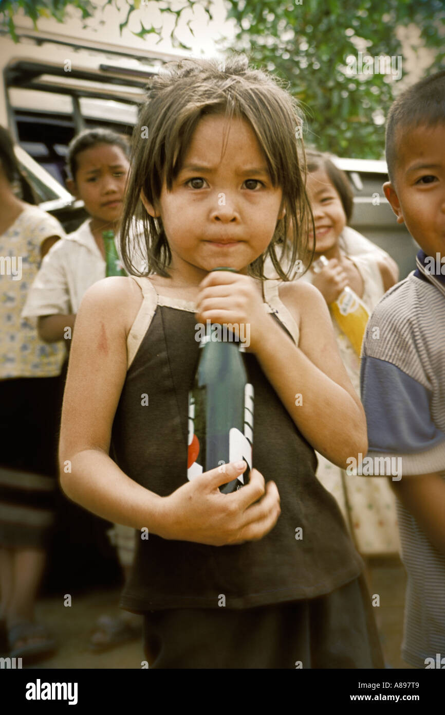 Laos, Phon Kham, Young girl with soda Stock Photo - Alamy
