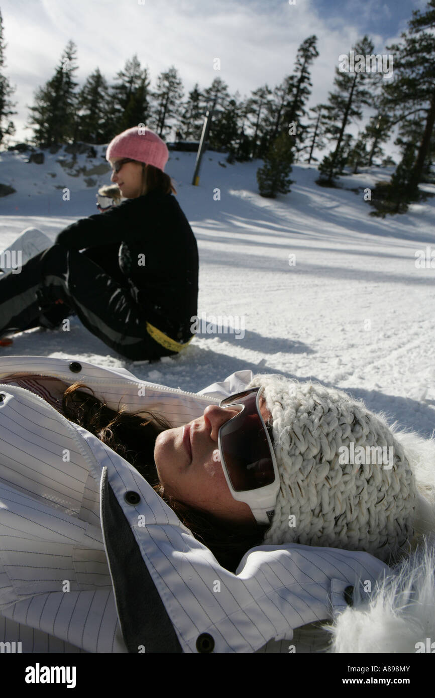 Two women on a ski slope Stock Photo - Alamy