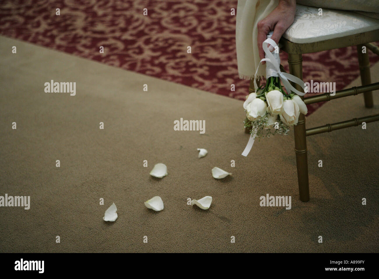 Woman's hand holding a bouquet of white roses Stock Photo - Alamy