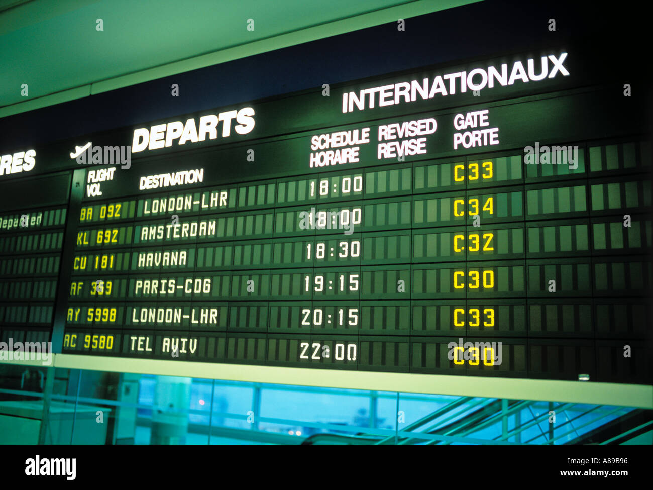 Airport departure board Stock Photo - Alamy