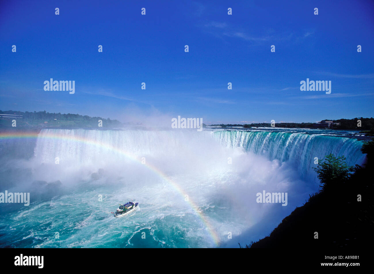 Canada Ontario Niagara Falls rainbow over Maid of the Mist and Niagara ...