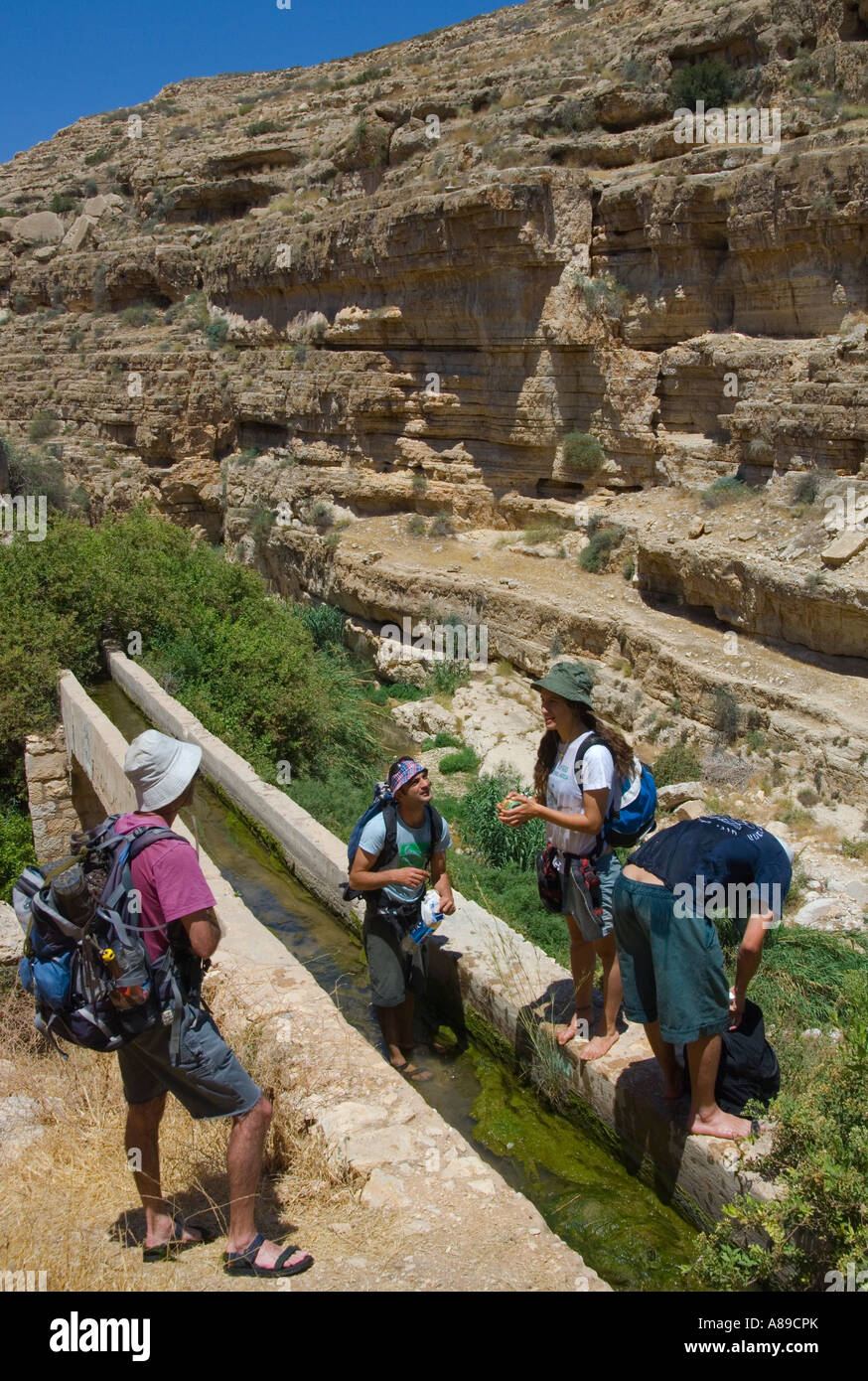 Israel Judean desert Wadi Qelt wadi Perat Outdoor activities group of ...
