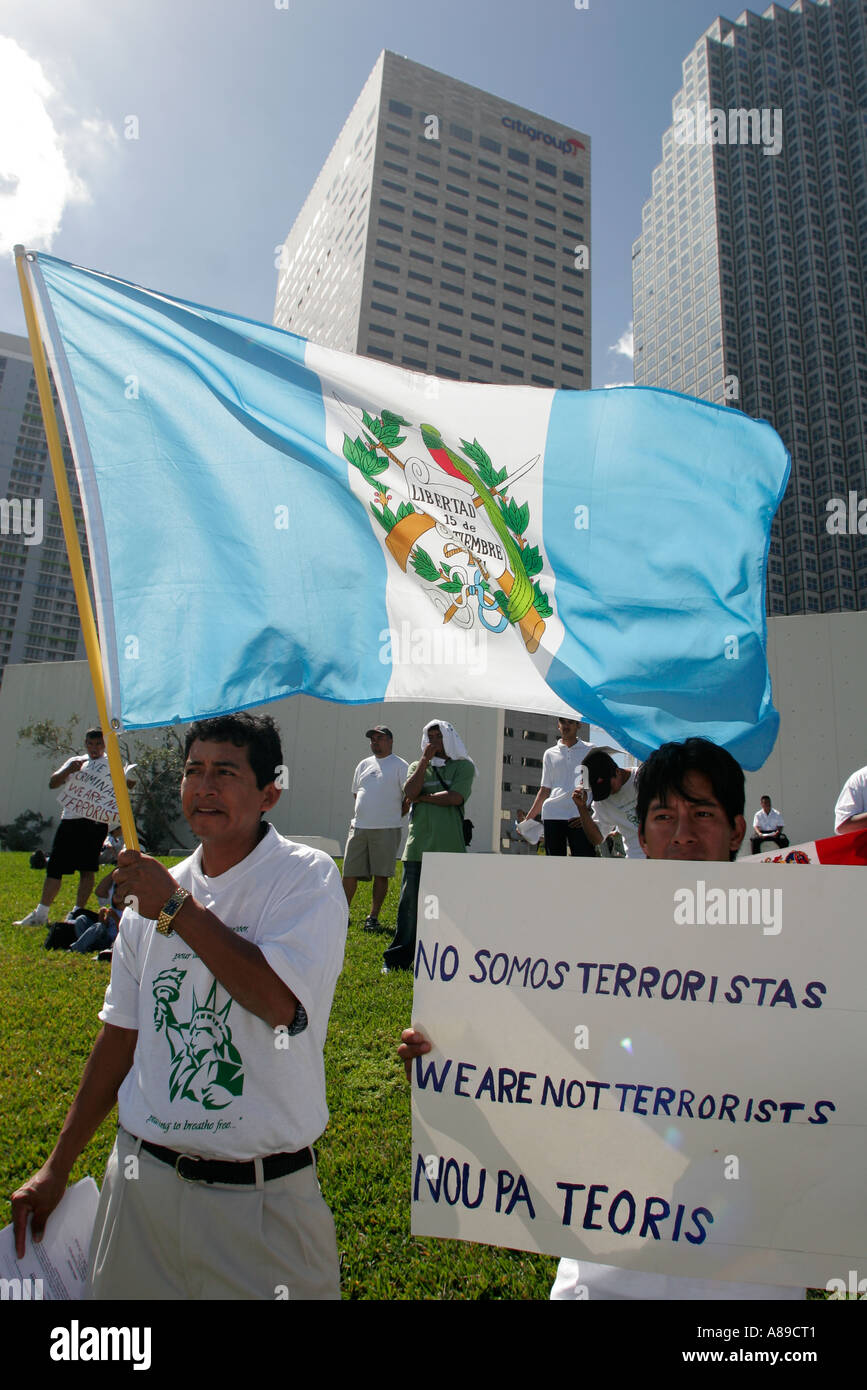 Miami Florida,Bayfront Park,immigrant,s rights protest,Hispanic men ...