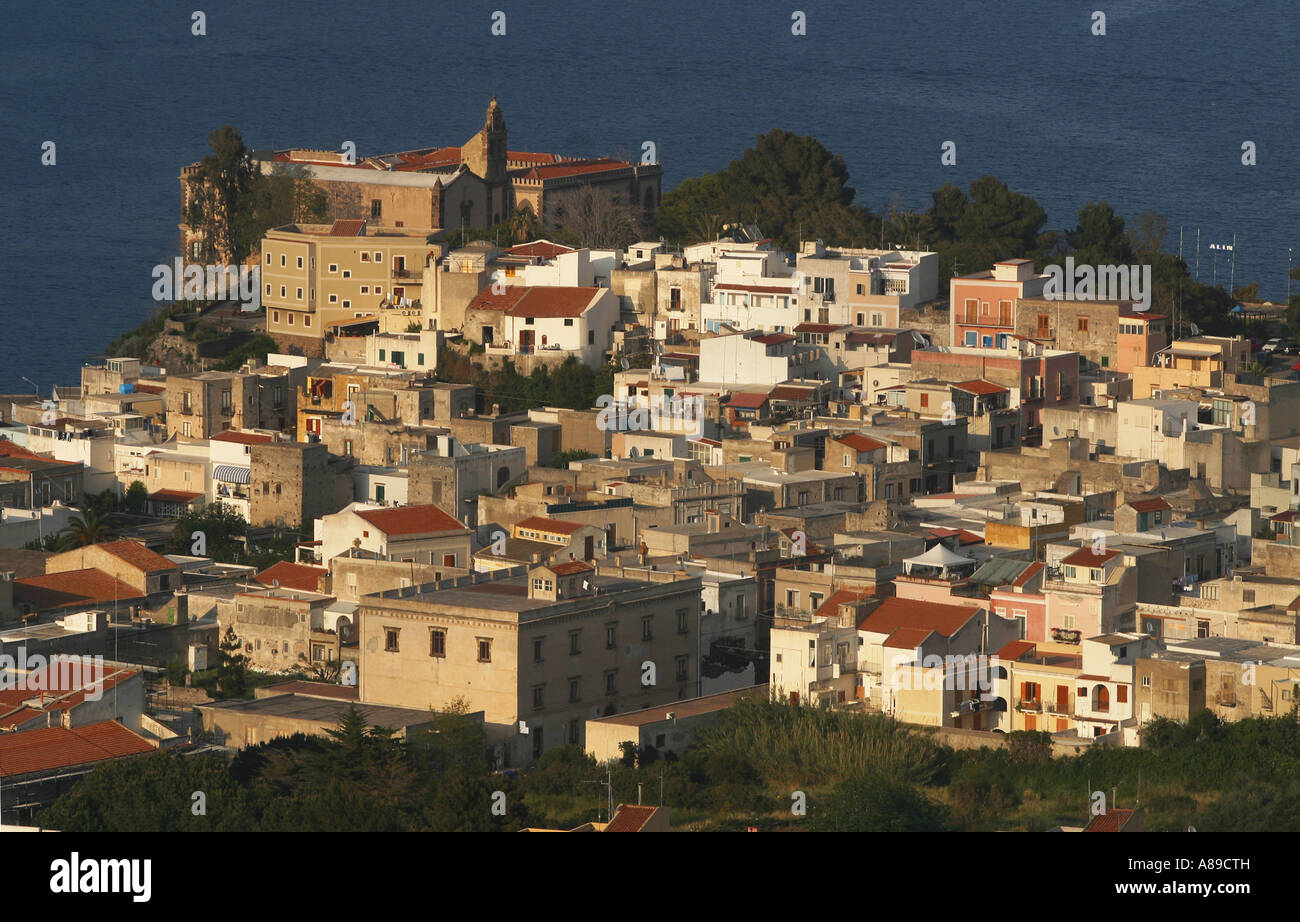 Castle hill of Lipari, main village of Lipari, Liparian Islands, Sicily ...