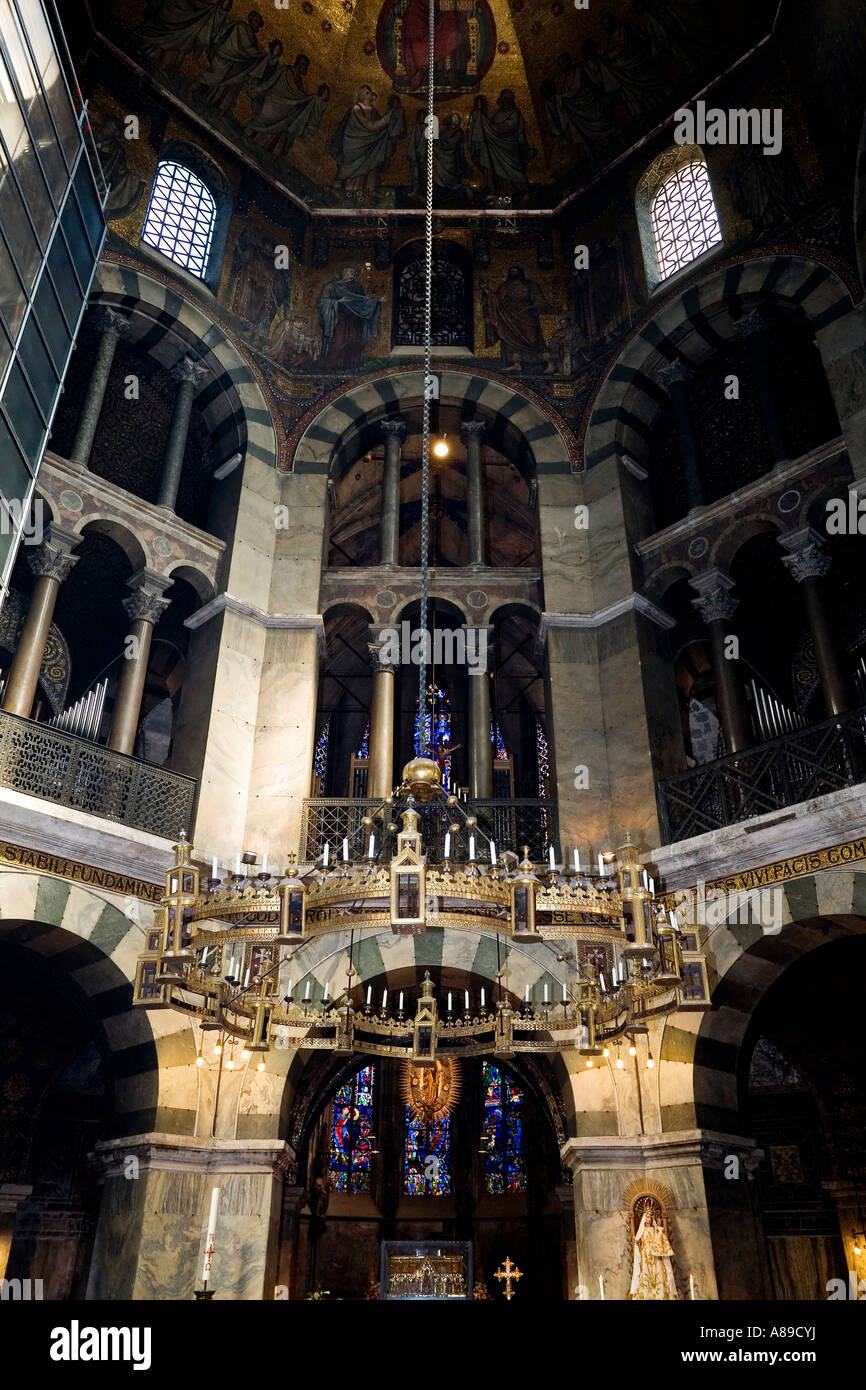 Aachen cathedral, Barbarossa chandelier, Carolingian octagonal building ...