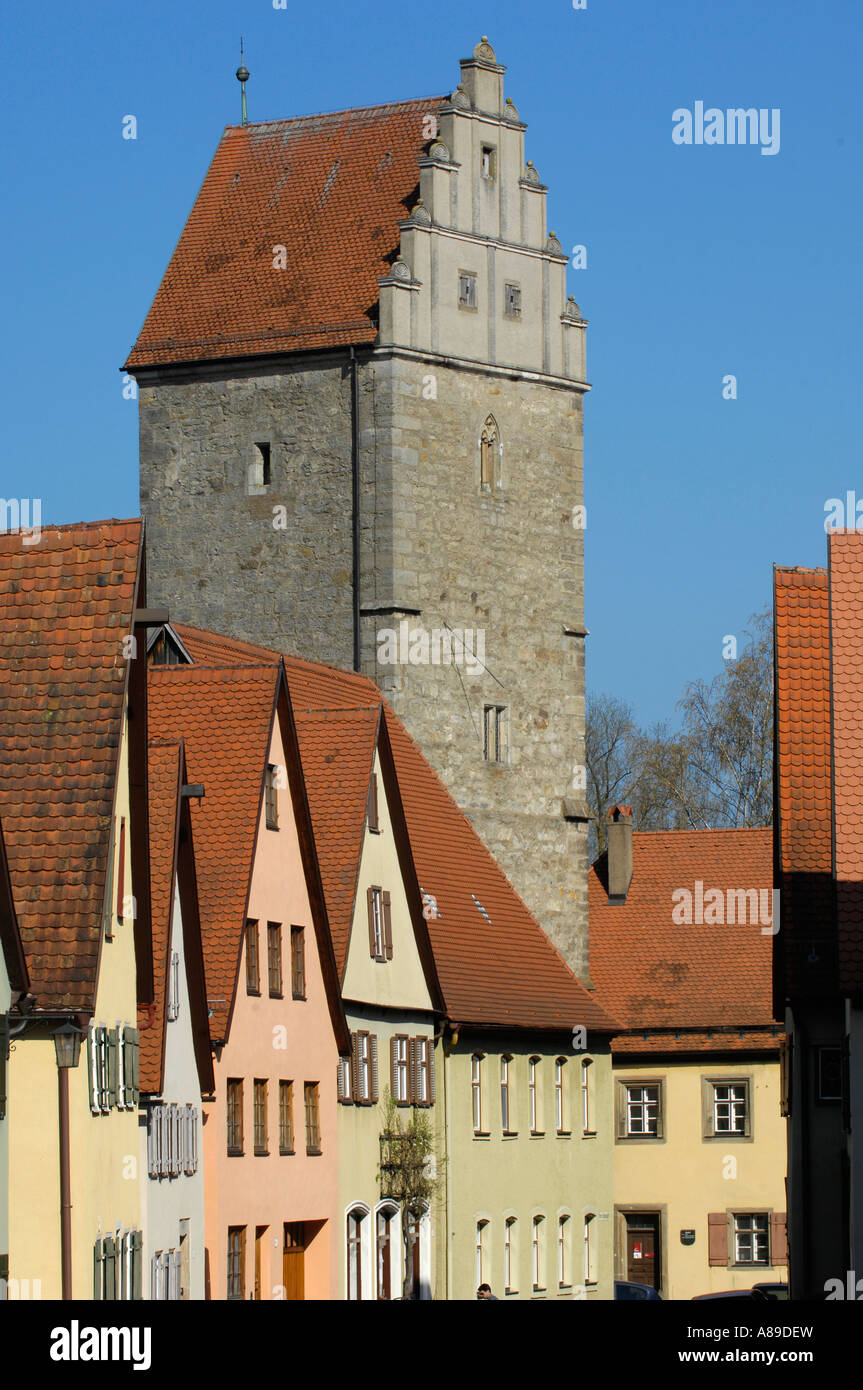 Rothenburger Tor (Rothenburg gate) in Dinkelsbuehl, Central Franconia ...