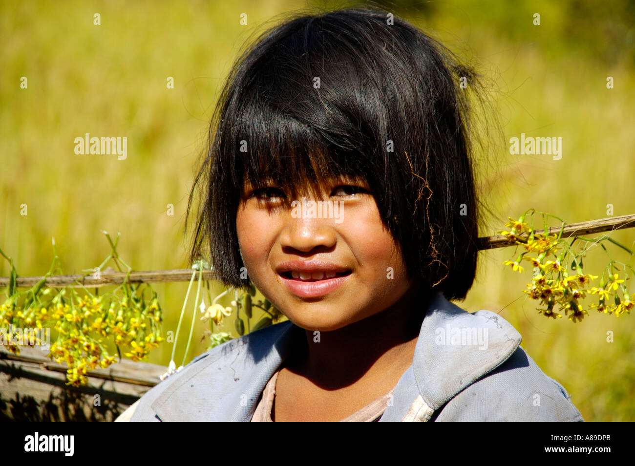 Portrait young Burmese girl smiles Shan State Burma Stock Photo - Alamy
