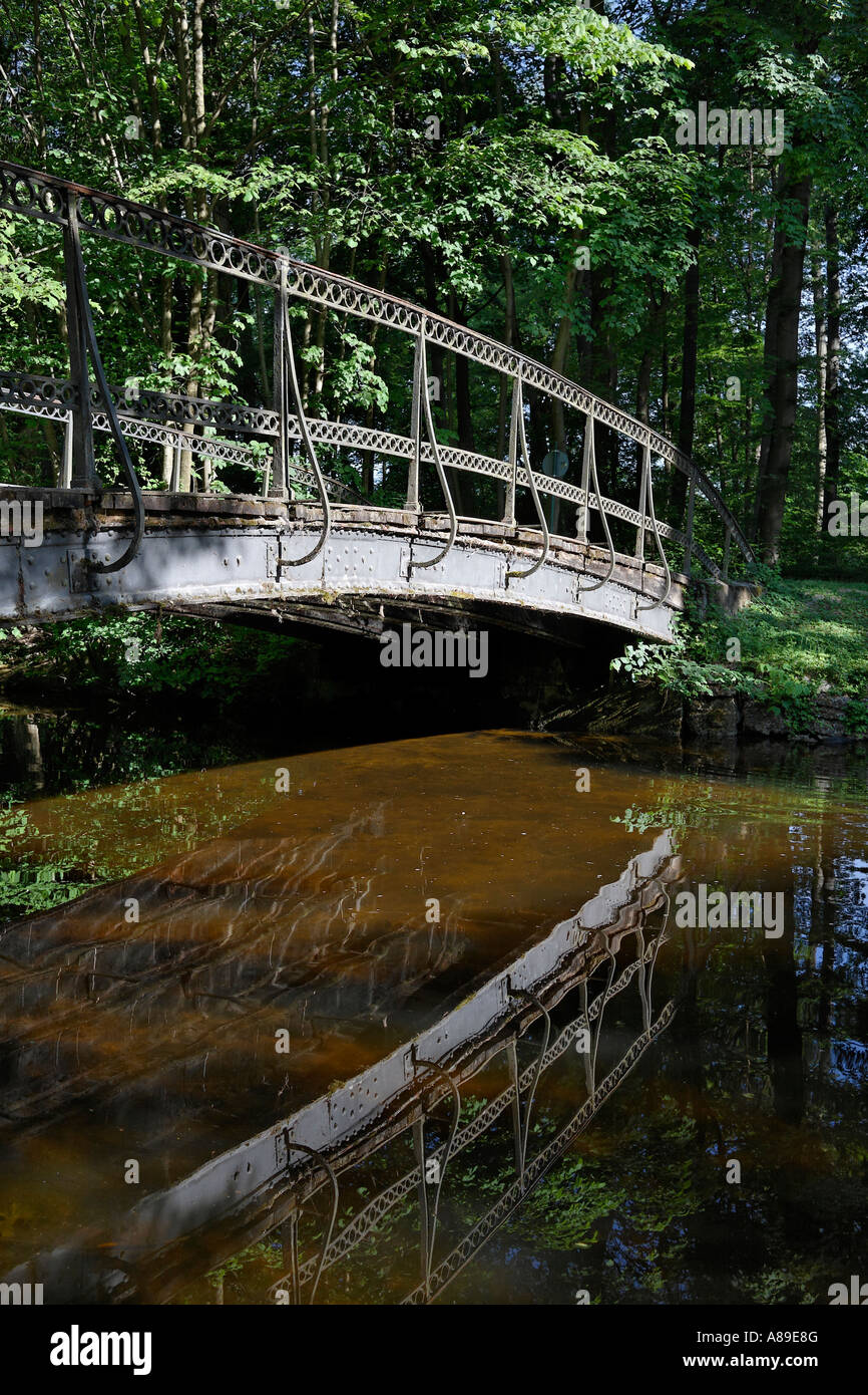 Bridge in the gardens of Castle Nymphenburg, Munich, Upper Bavaria ...