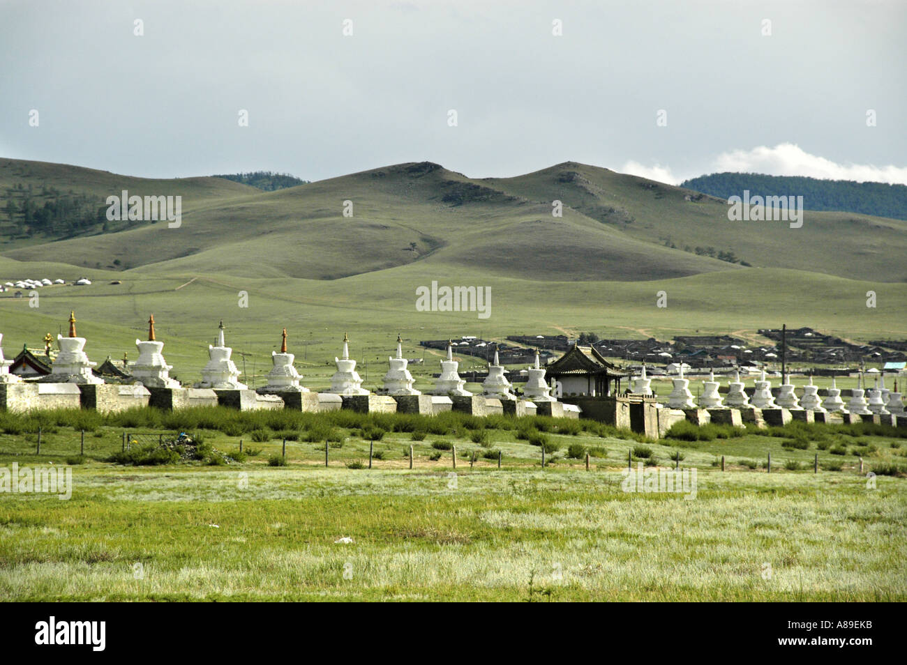 Buddhist monastery with wall and towers Erdene Zuu Mongolia Stock Photo ...