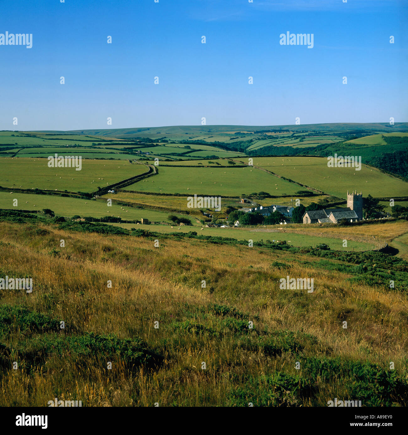 View indicative of English countryside looking south inland from ...