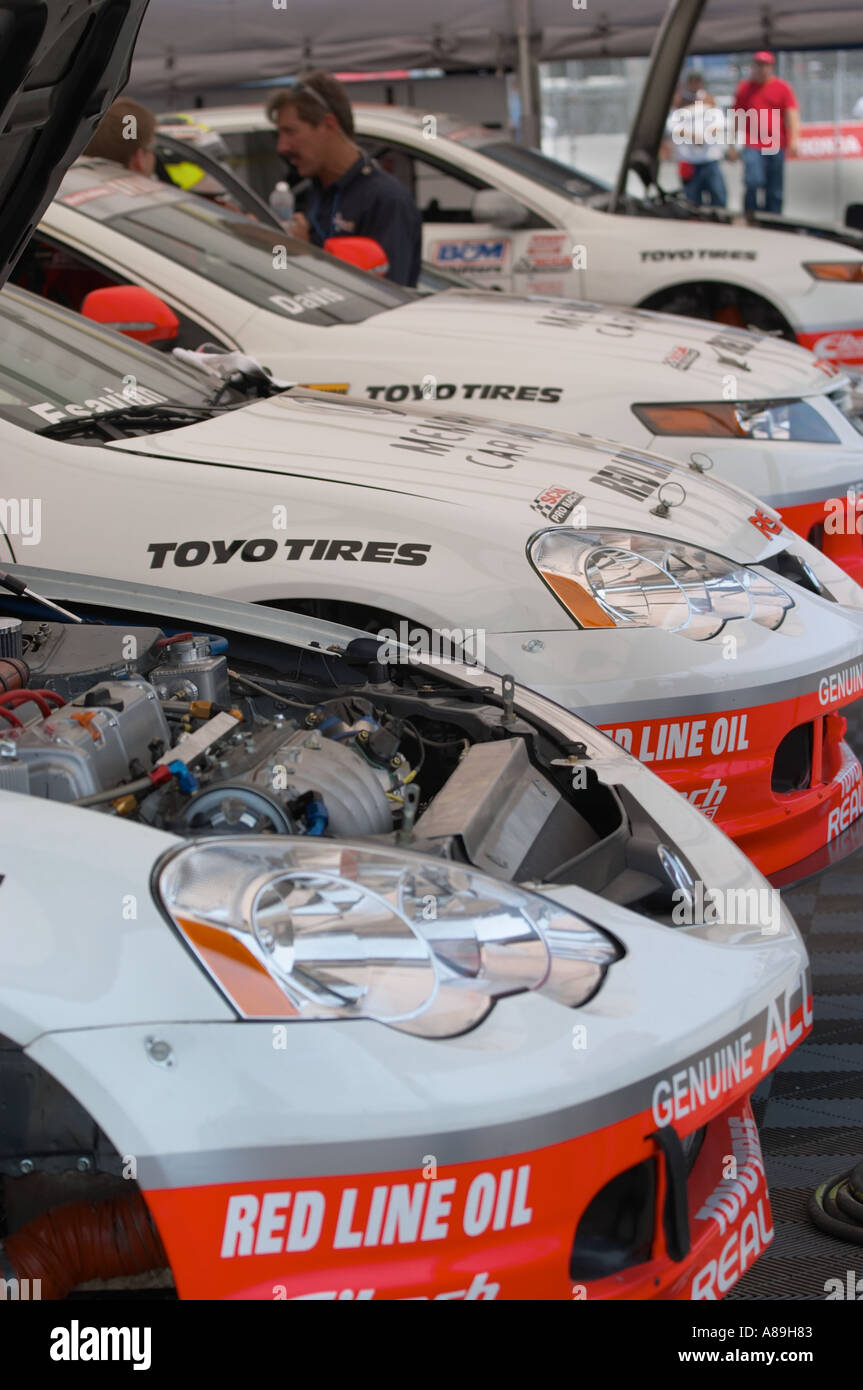 Acura race cars in the paddock at the Honda Grand Prix of St Petersburg ...