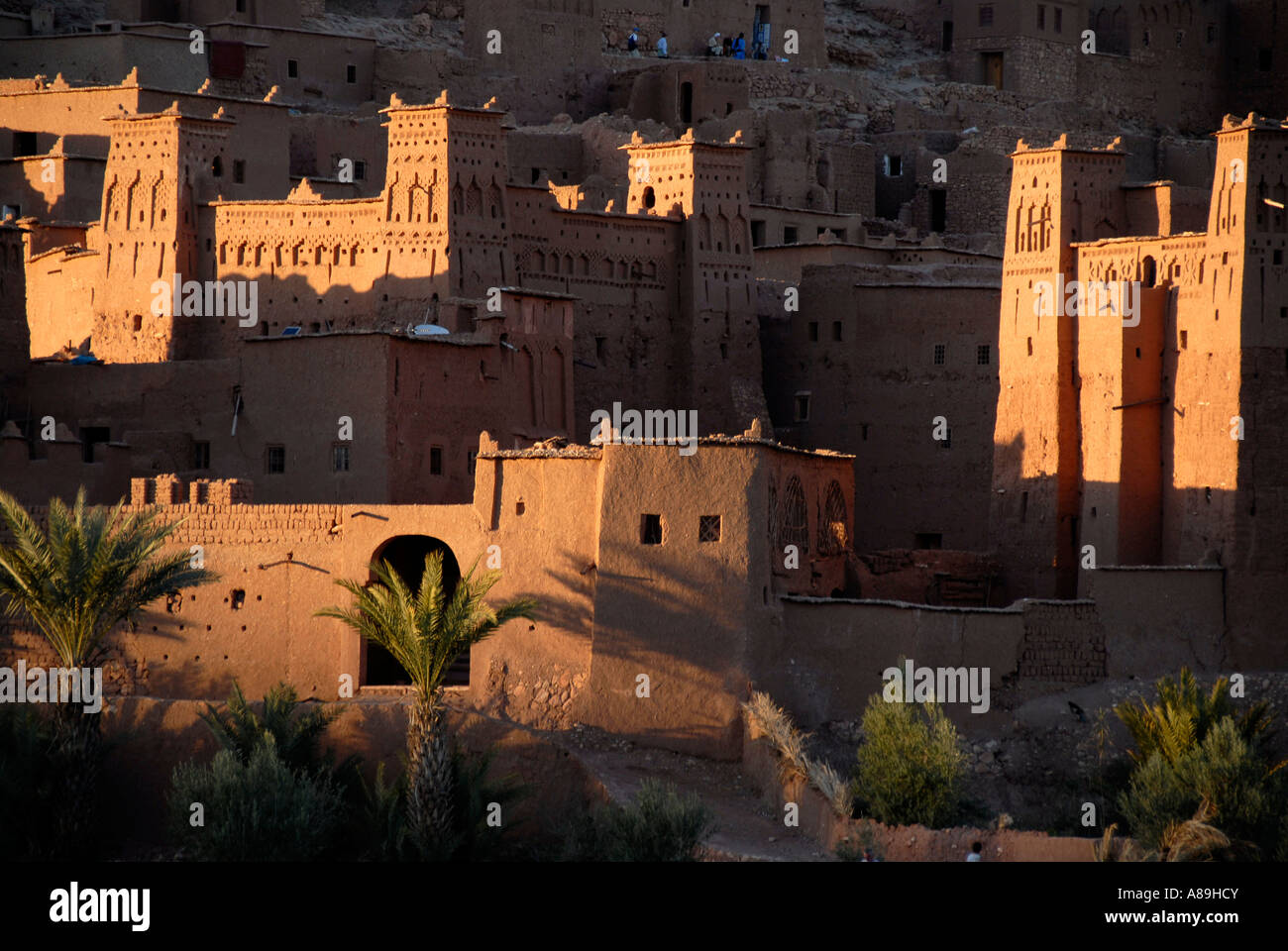 Evening light touches some buildings traditional Berber architecture ...