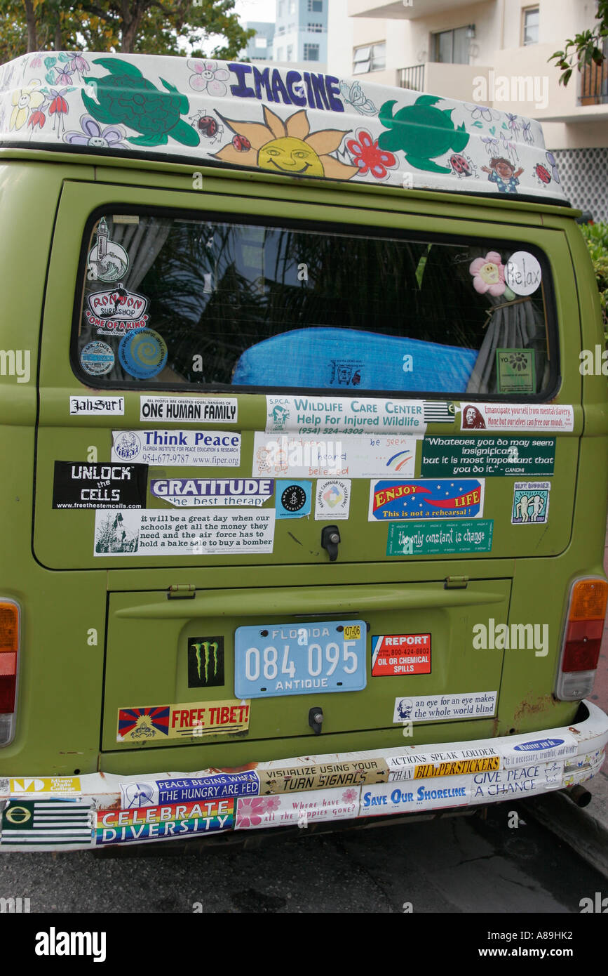 Miami Beach Florida,Volkswagen van,bumper stickers,messages,FL060228524 ...