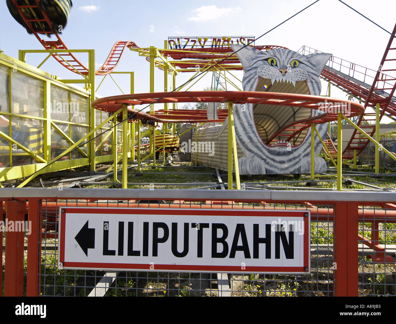 Vienna, Prater, roller coaster sign midget railroad Stock Photo - Alamy