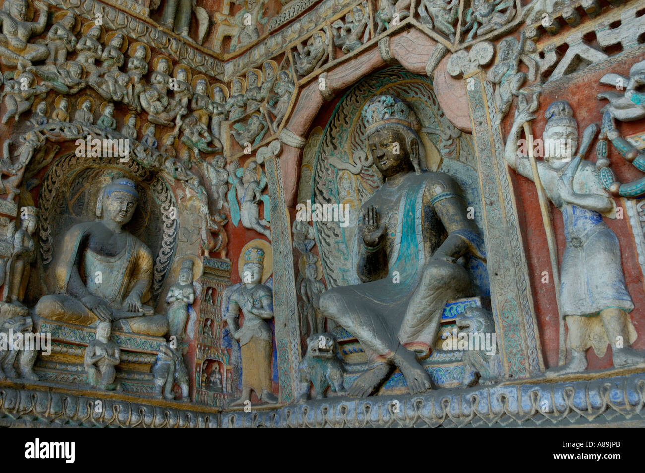 China shanxi yungang shiku caves near datong buddha carved inside a ...
