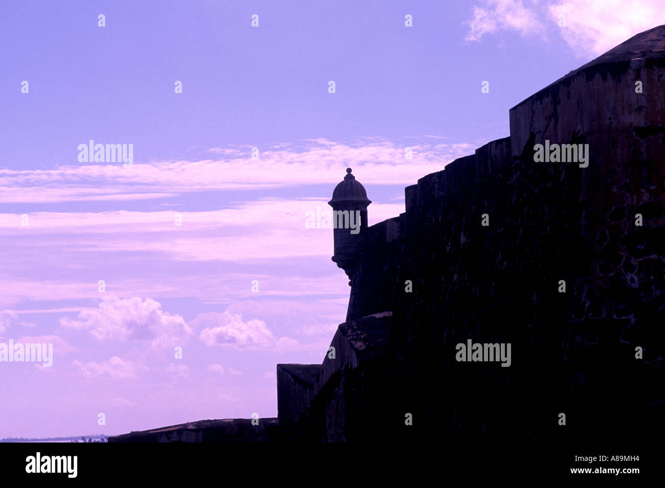 Caribbean island Puerto Rico Old San Juan El Morro twilight purple sky ...