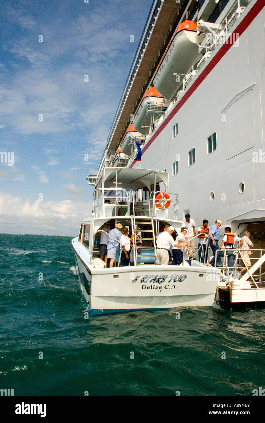 cruise ship passengers board tender ferry Belize City Central Latin ...