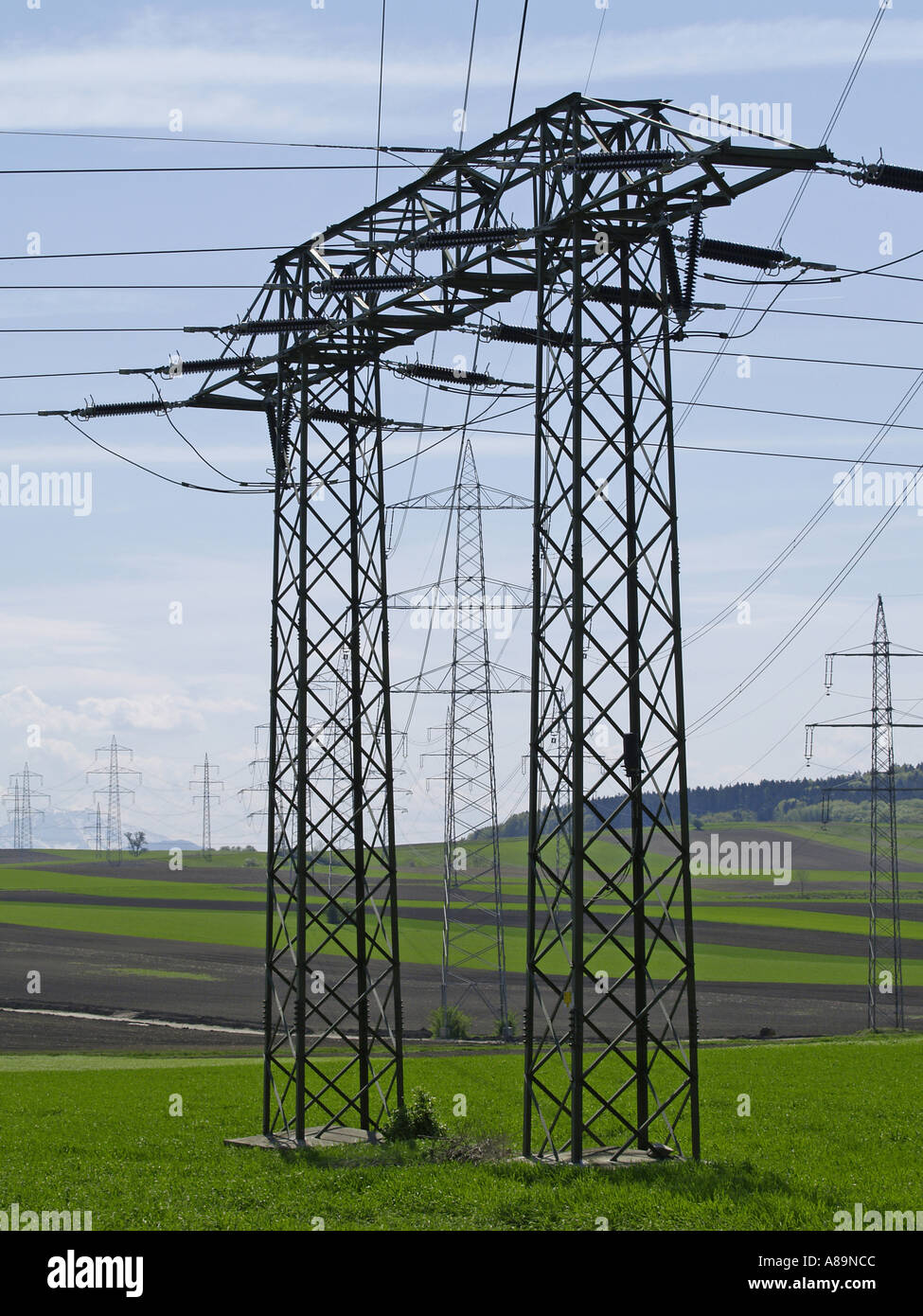 electricity, power pole, high-voltage line Stock Photo - Alamy