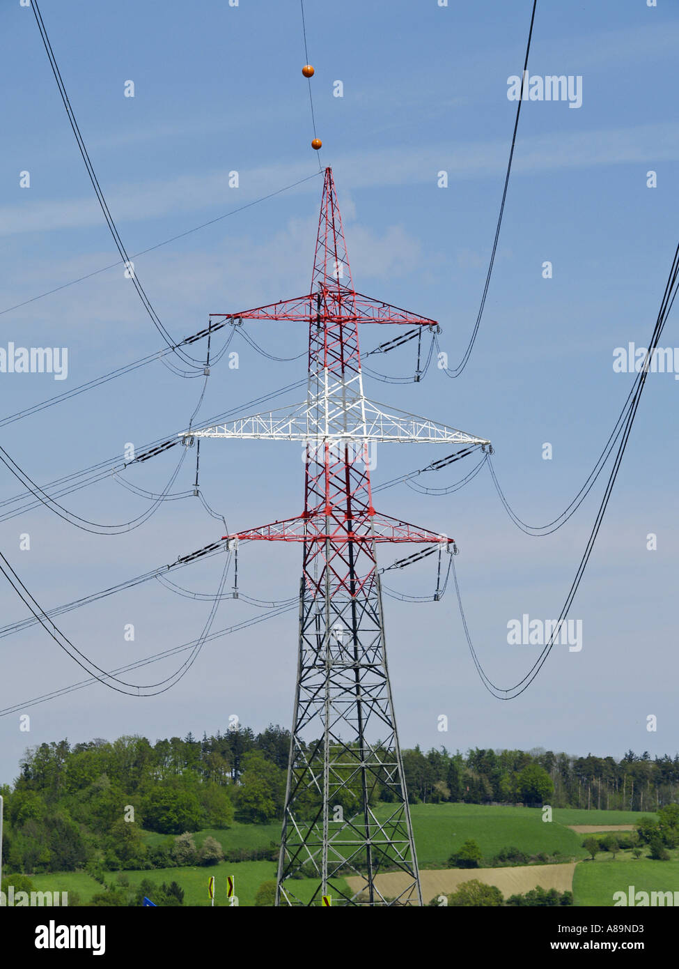 electricity, power pole, high-voltage line Stock Photo - Alamy