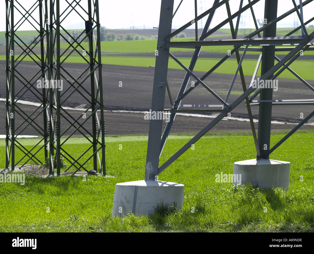 electricity, power pole, field Stock Photo - Alamy