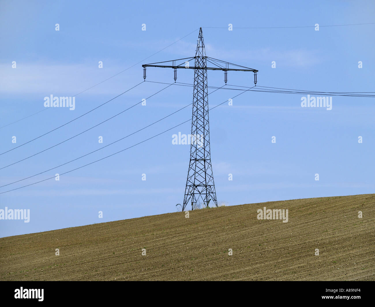 electricity, power pole, power supply line Stock Photo - Alamy
