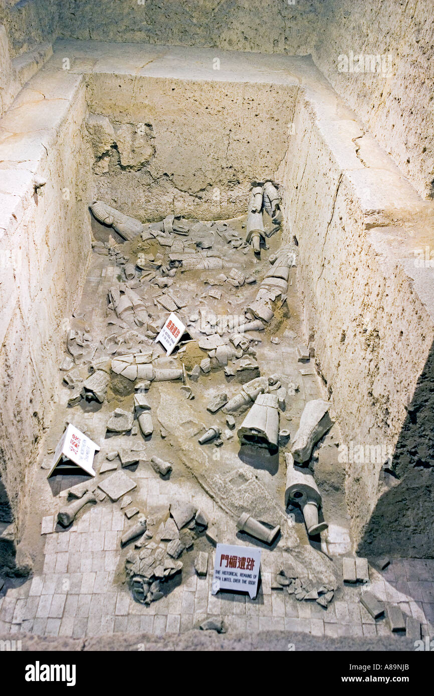 CHINA XI AN Excavated broken soldiers in pit number two of The Army of ...