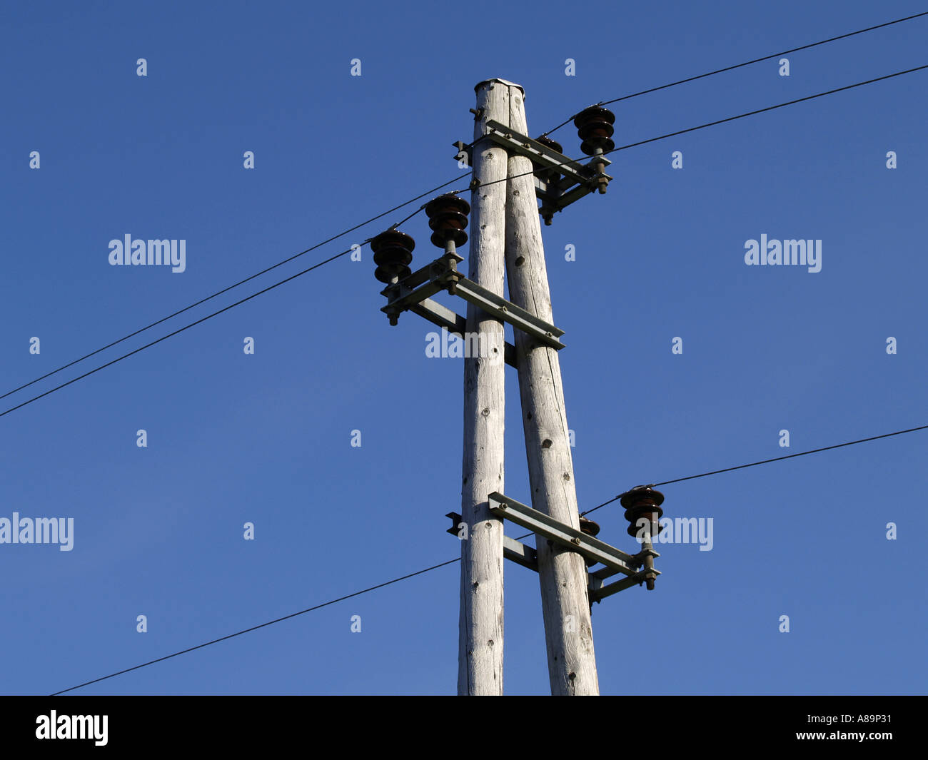 power pole and power supply line Stock Photo - Alamy