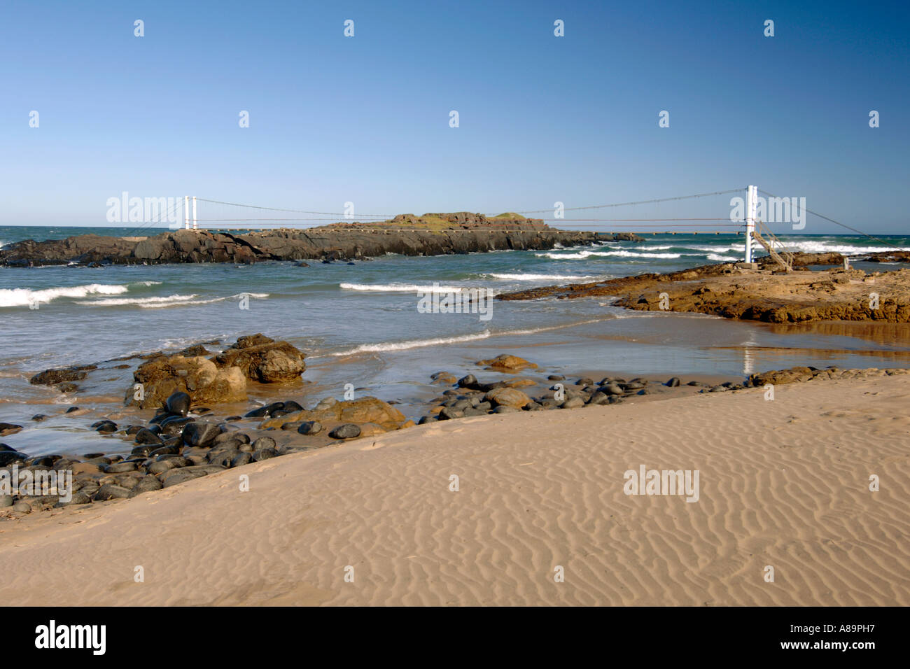 The swing bridge at Mazeppa Bay in the Eastern Cape Province of South ...
