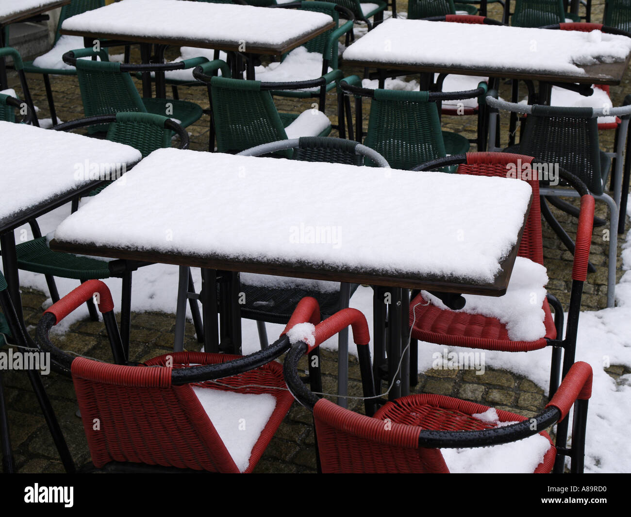 outdoor dining area in winter Stock Photo - Alamy