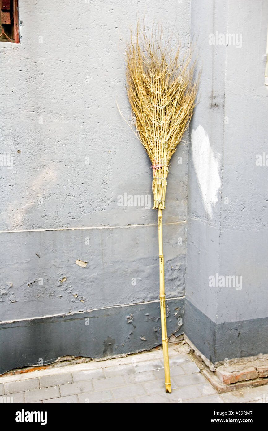 CHINA BEIJING Homemade broom of bamboo and straw Stock Photo - Alamy