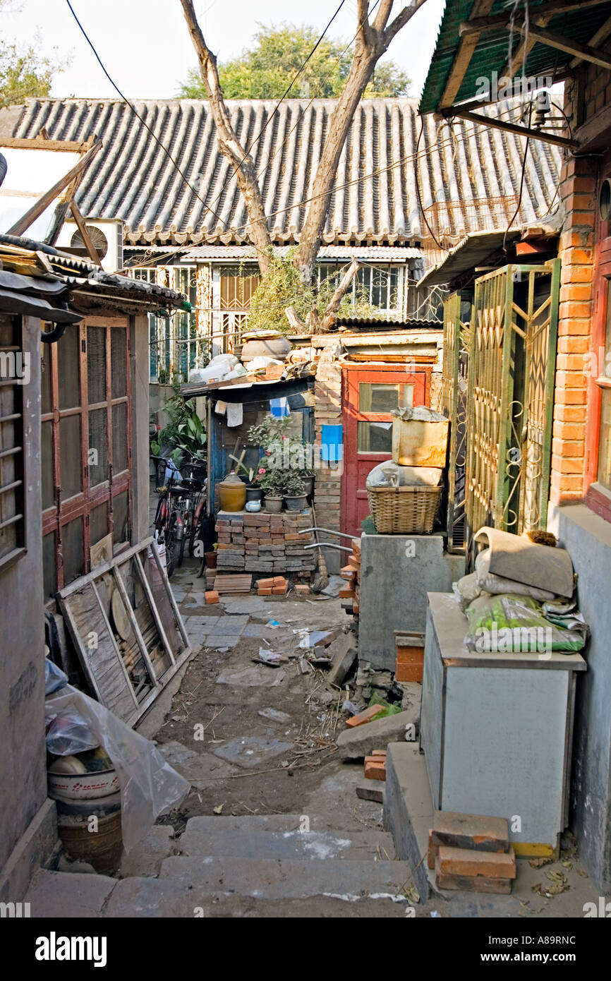 CHINA BEIJING View into the courtyard of a traditional hutong home with ...