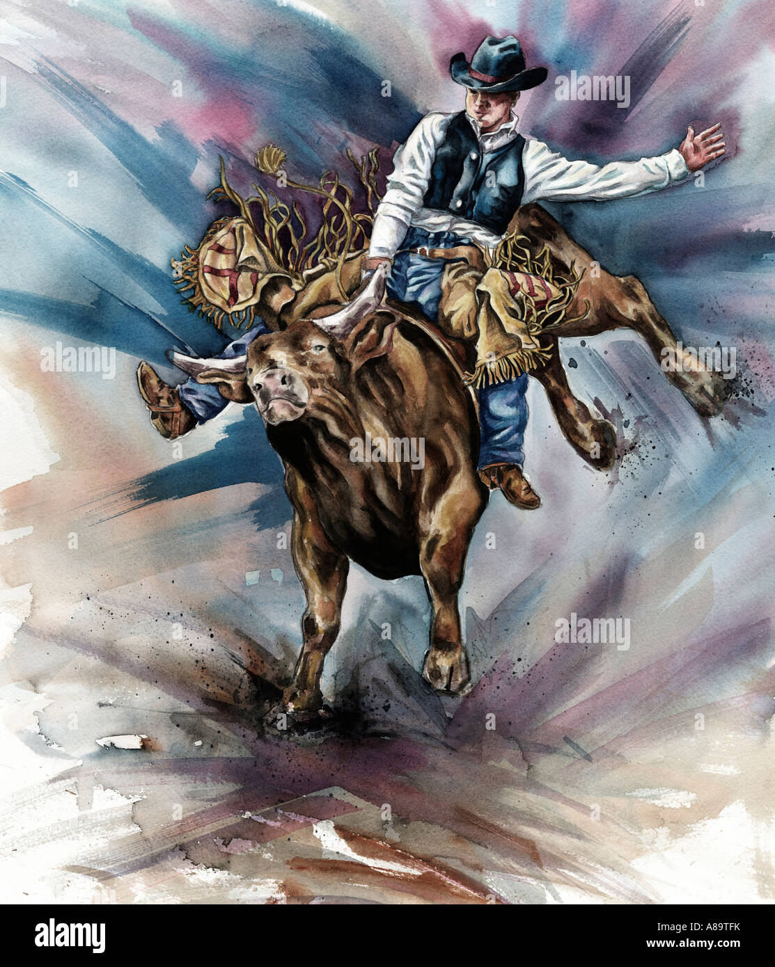 Bull bucking his rider Stock Photo - Alamy