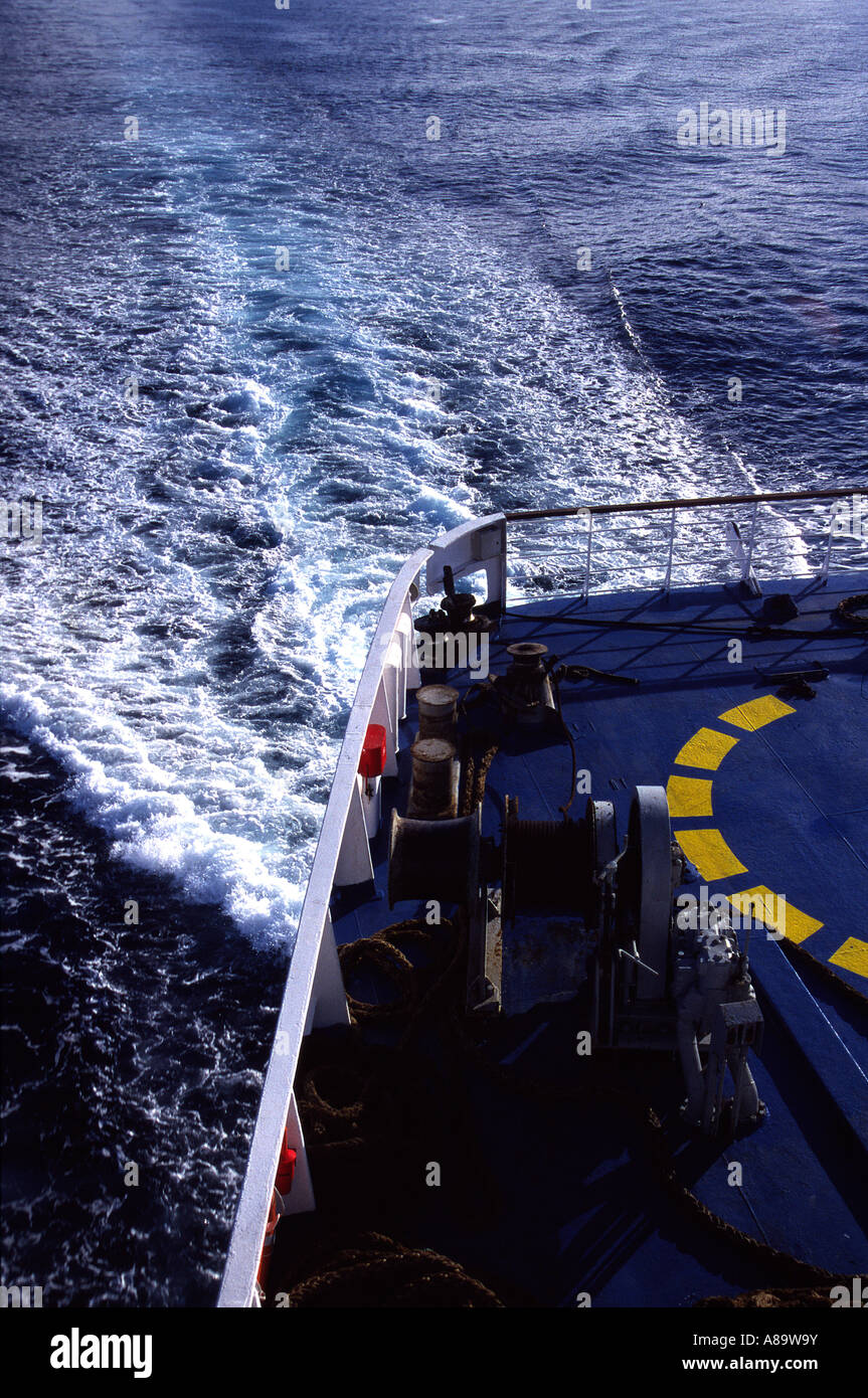 Stern starboard of a ferry in canarian waters Stock Photo - Alamy