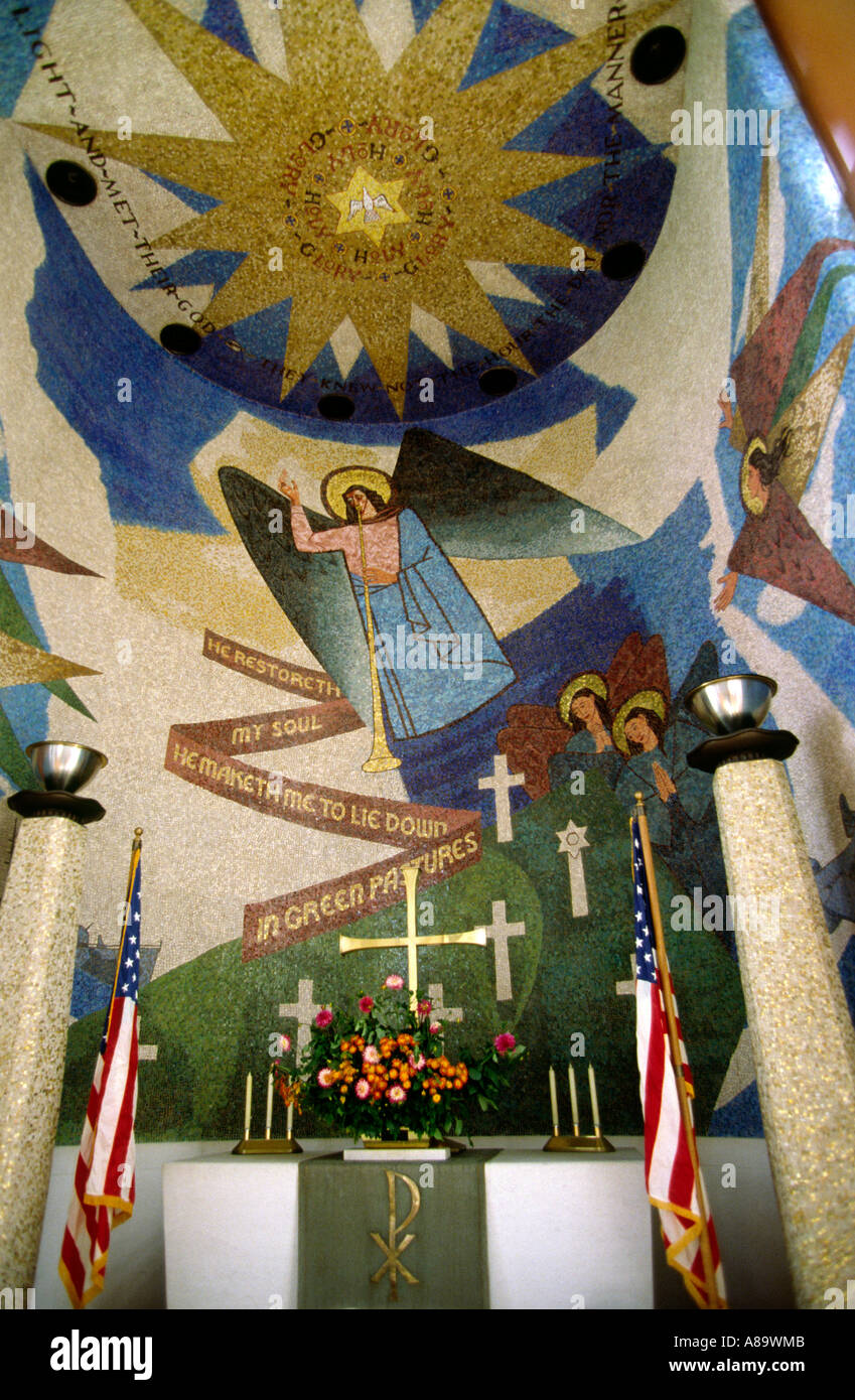 UK England Cambridge American Cemetery mosaic ceiling of the chapel ...