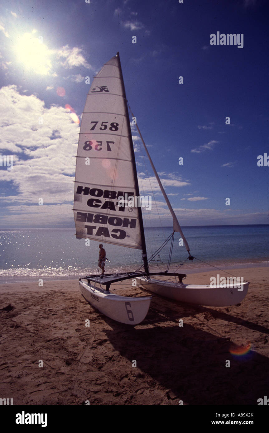 Small windsurf boat in Fuerteventura Stock Photo - Alamy
