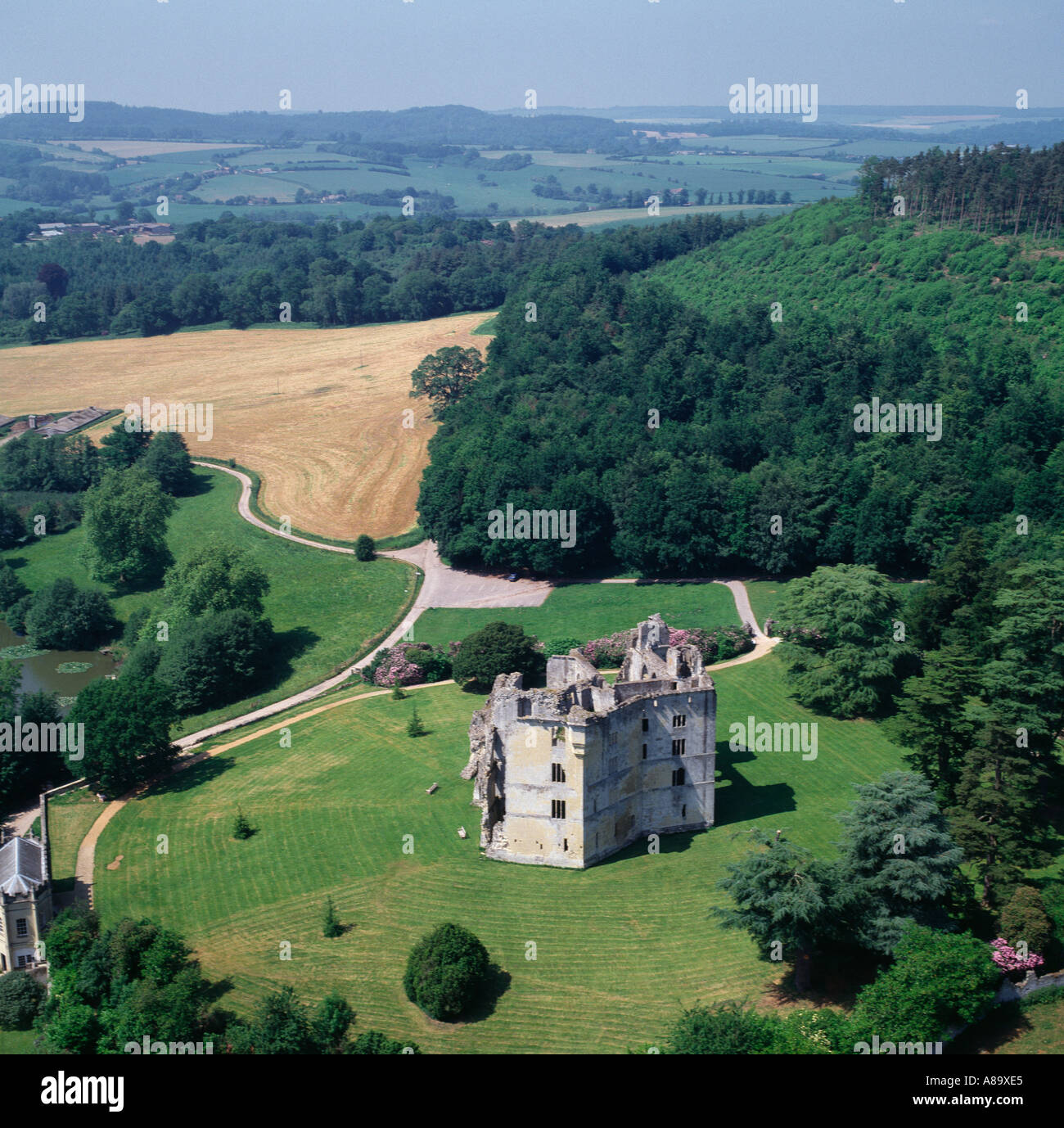 Old Wardour Castle Wiltshire UK aerial view Stock Photo - Alamy